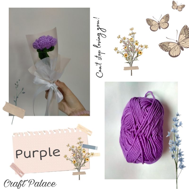 Crochet Flower Rose Sunflower Tulips Simple Bouquet Gift Handmade Bunga ...