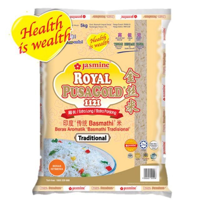100% ORIGINAL Jasmine Royal Pusa Gold Rice 5KG RoyalPusa | Shopee Malaysia