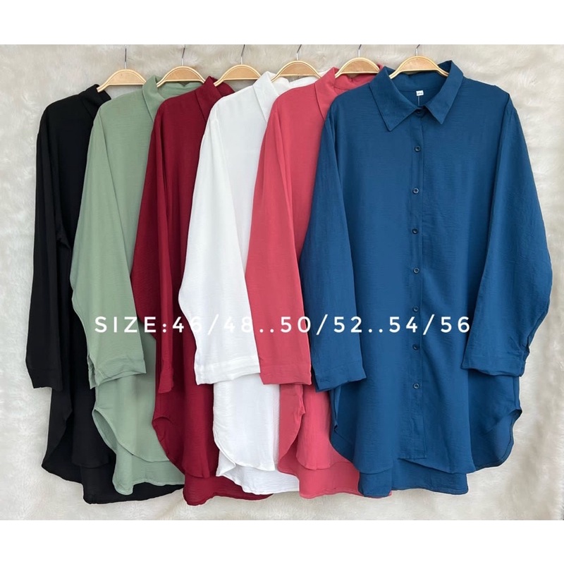BLOUSE KEMEJA COTTON POLYESTER LABUH PLUSSIZE | Shopee Malaysia