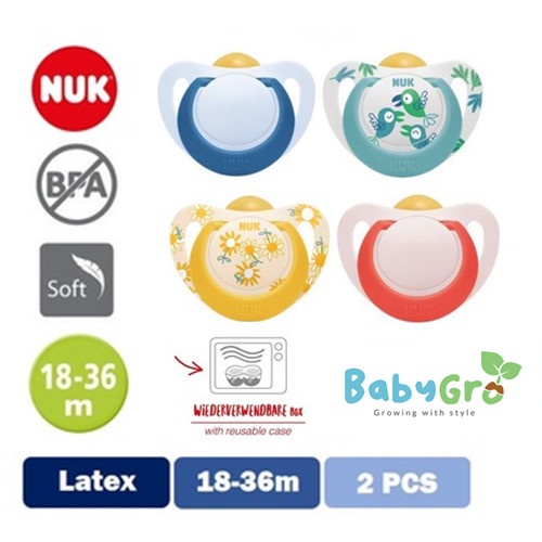 NUK Latex Thumb Type Soother 18-36 months Star Day ( 2pcs/set ) | Shopee Malaysia