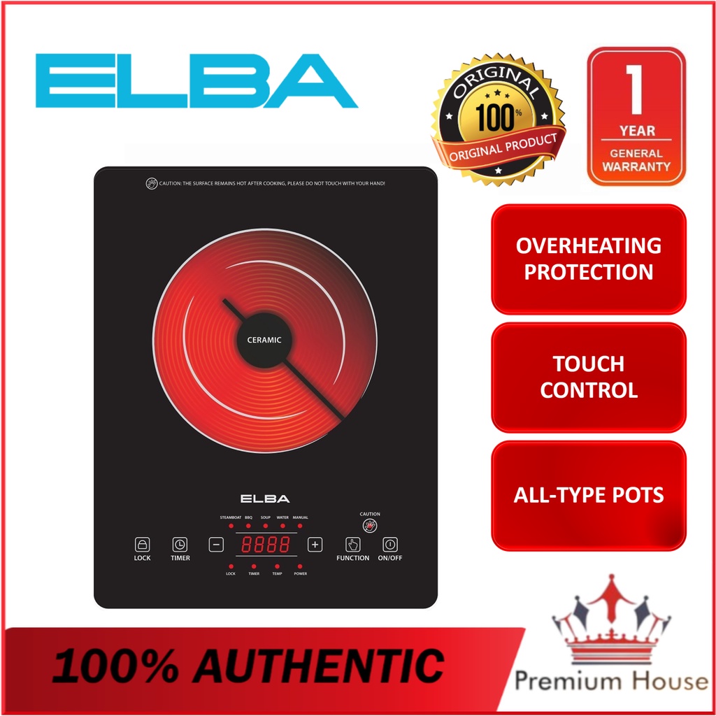 ELBA CERAMIC ECC-J2015(BK) Morgan MCC-2002 Electric Ceramic Cooker 2000W (for All Type Pot) MCC ...
