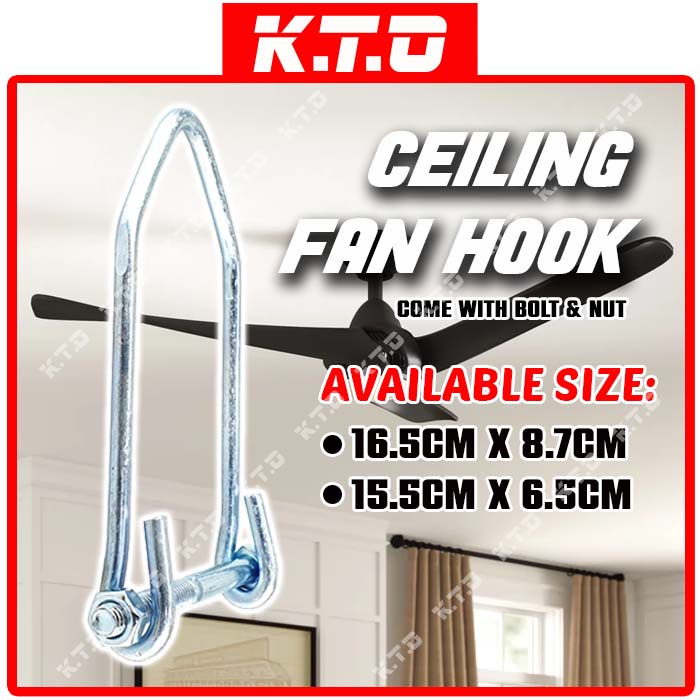 METAL CEILING FAN HOOK come with BOLT and NUT U FAN HOOK/ CANGKUK KIPAS ...
