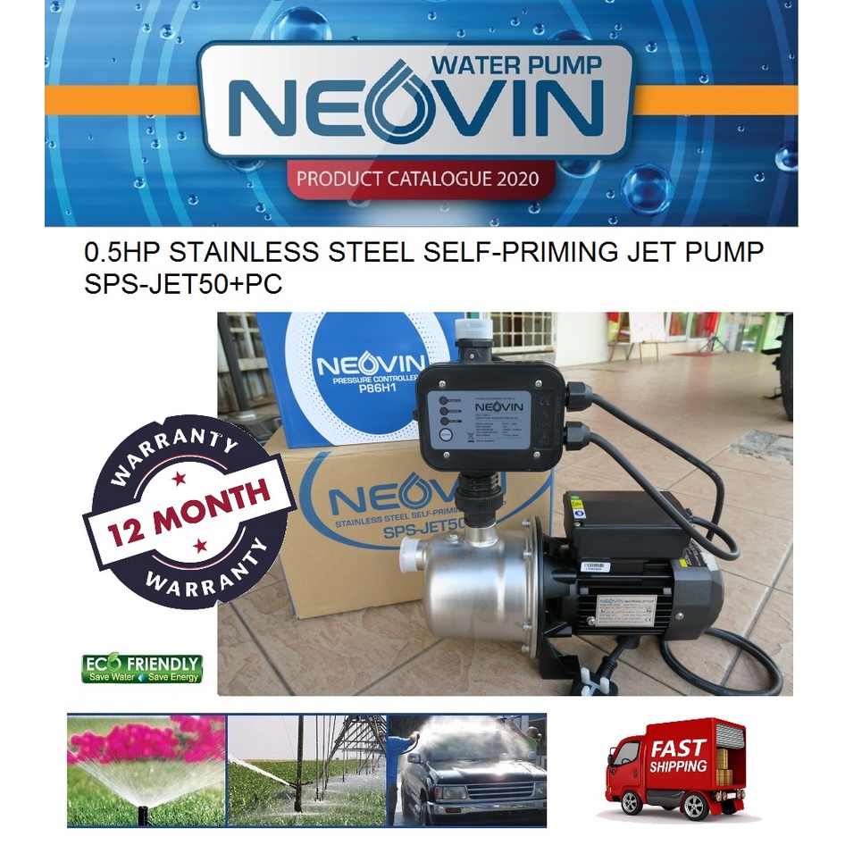 Neovin SPS-JET 0.5Hp (370W) Auto-PC Stainless Steel Self-Priming Jet ...