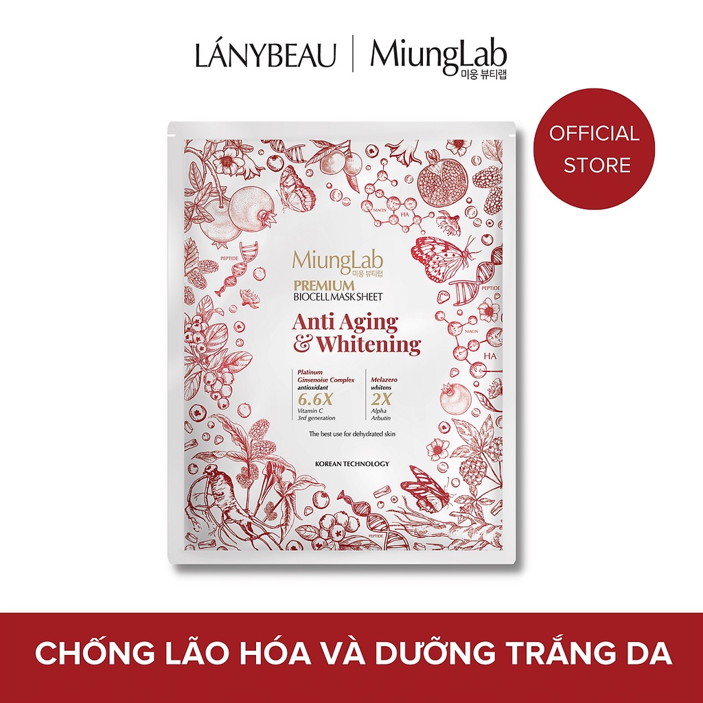 Miunglab Premium Anti-Aging & Whitening Biocell Mask Sheet 25g | Shopee ...