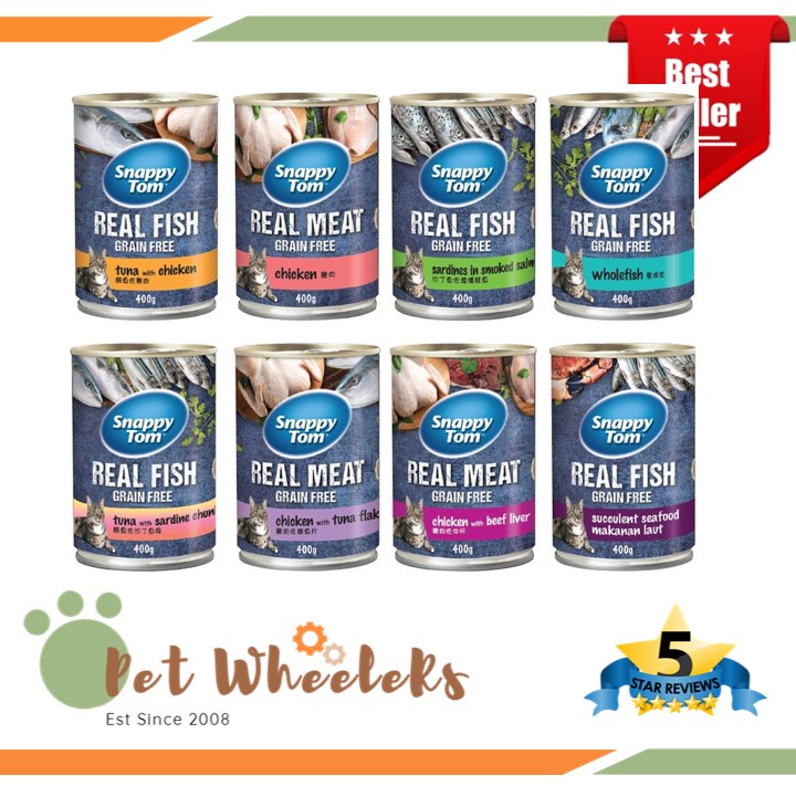 Snappy Tom Canned Food for Cat (400g) Sardines Tuna Chicken Beef Lamb ...