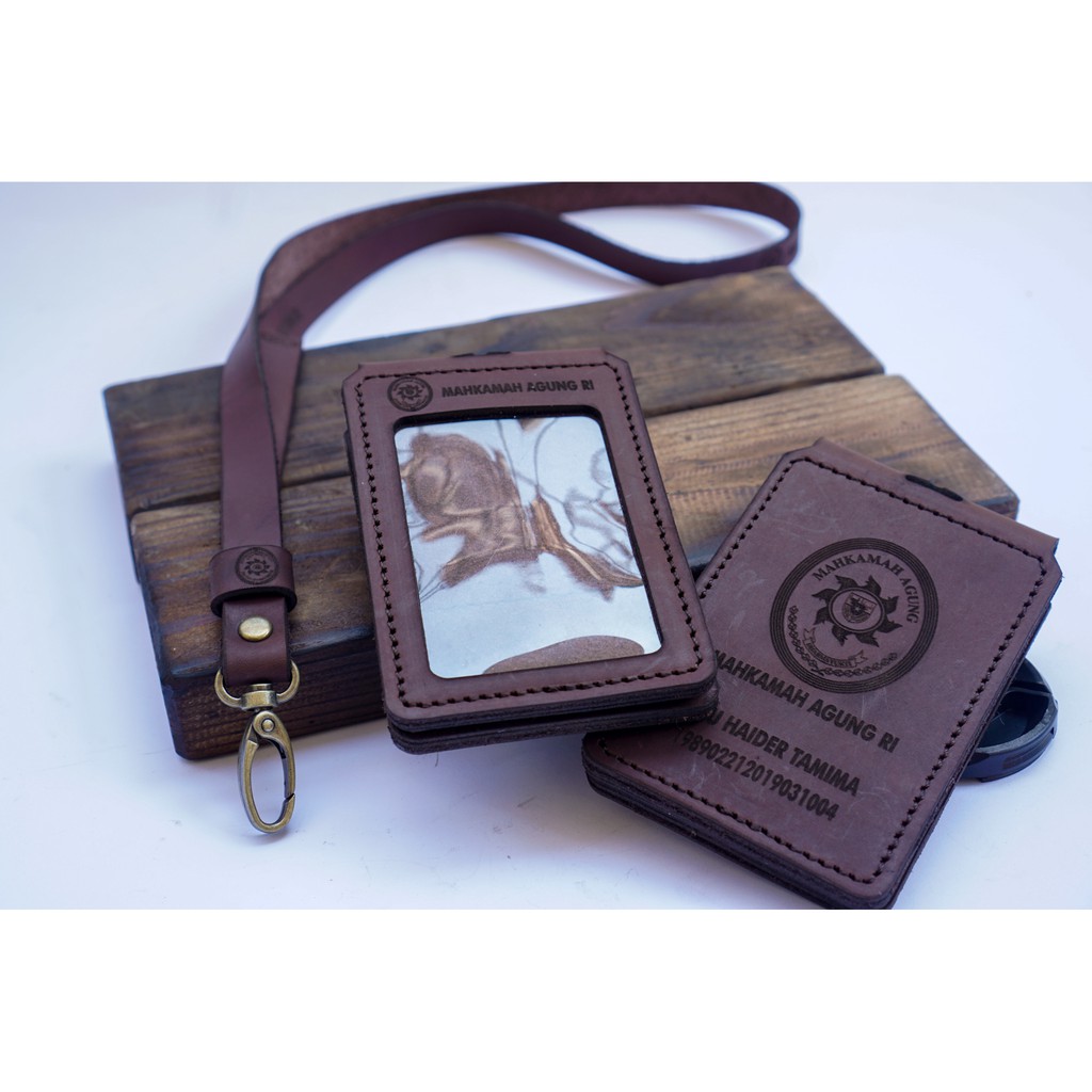 Custom id card holder Hanger id card name tag Leather | Shopee Malaysia