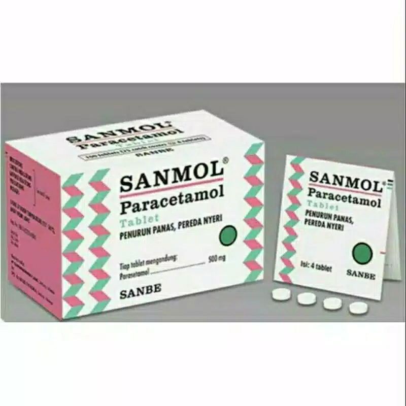 Sanmol parasetamol tablet 500mg (Packaging strip Contents 4 Tablets ...