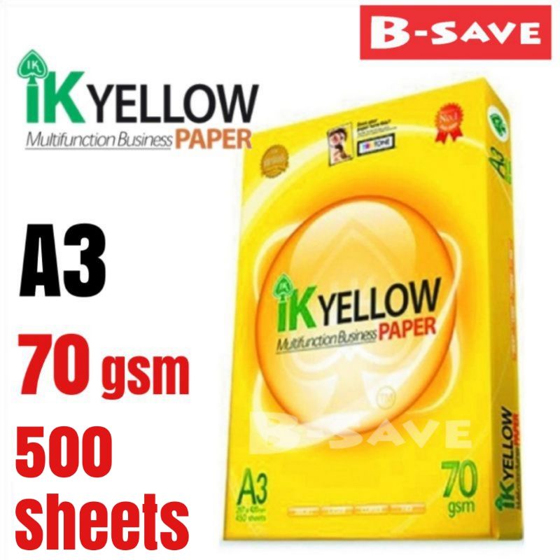 IK Yellow A3 Paper 70gsm 500sheets Indah Keat Paper / Kertas Size A3 | Shopee Malaysia
