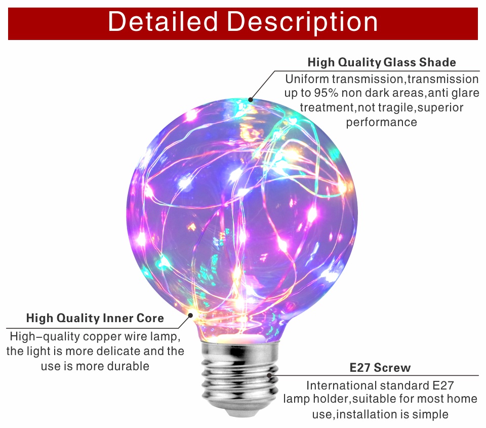 Got Liang LED Edison String Light Bulb E27 110V 220V G95 Colorful RGB ...