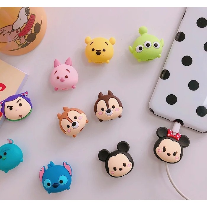 Tsum Tsum Cartoon Bite Animal Cable Protector for iPhone USB Data Cable Organizer Chompers Cute ...