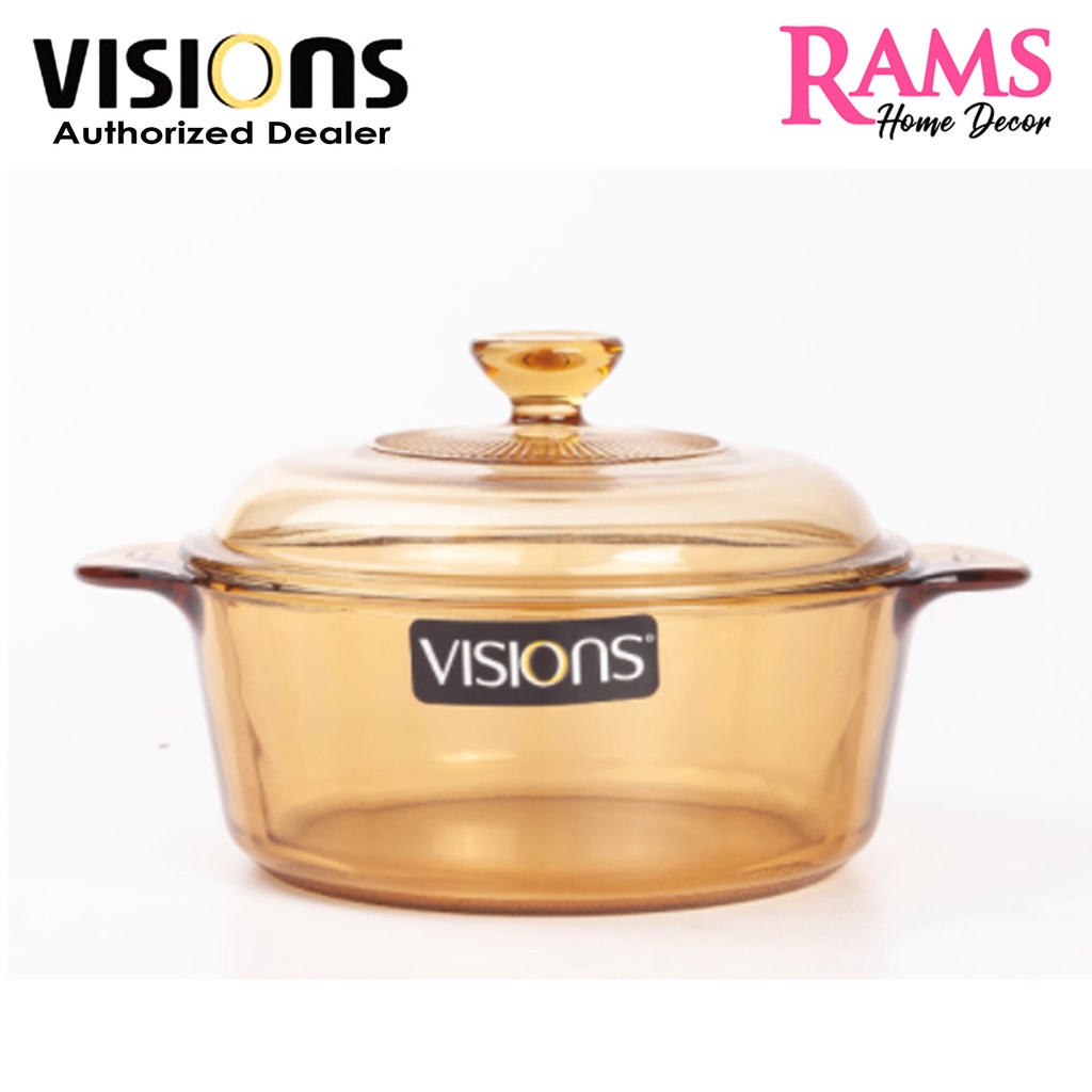 Visions 5L Ceramic Glass Covered Casserole / Sauce Pot / Glass Cookware ...