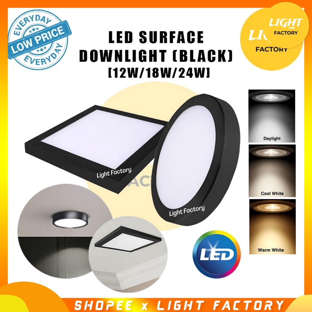 Goods in stock LED Surface Downlight 12W/18W/24W Black Frame Surface ...
