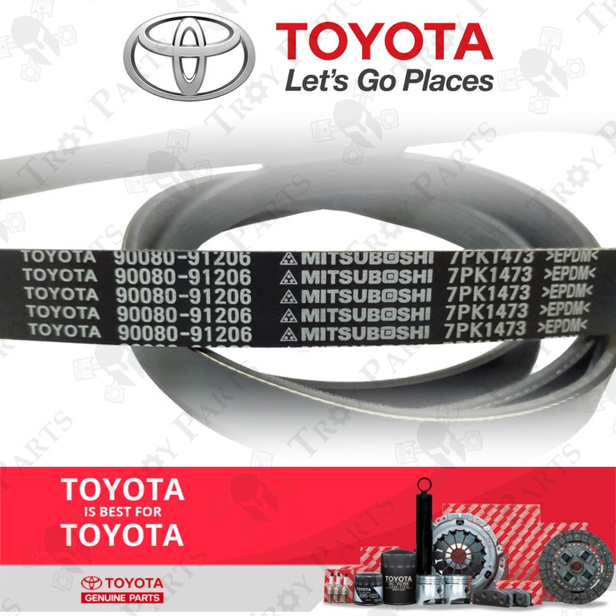 Original Toyota Fan Belt 90080-91206 for Toyota Hiace 2.5 KDH200 KDN165 - 7PK1473 ( 7PK1470 ...