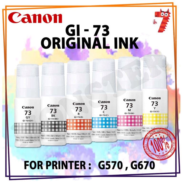 (GENUINE) Canon GI-73 GI73 GI 73 Original Refill Ink (BLACK/ CYAN / YELLOW / MAGENTA / RED ...