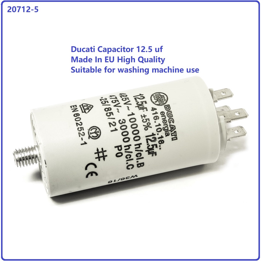 Capacitor 12.5 uf Ducati Brand High Quality for washing machine use ...