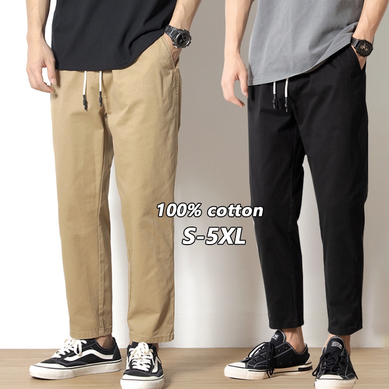 Ready Stock 100% Cotton Unisex Seluar ootd Lelaki khaki Seluar Slack ...