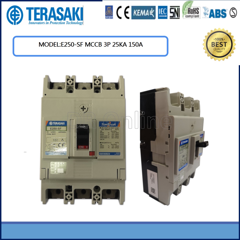 TERASAKI MOULDED CASE CIRCUIT BREAKER ( MCCB ) 3P 25KA 150A , (E250F ...