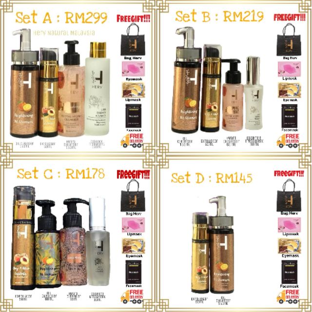 🌟HOT🌟 Set Skincare Herv Natural dengan KKM free Bag Herv | Shopee Malaysia