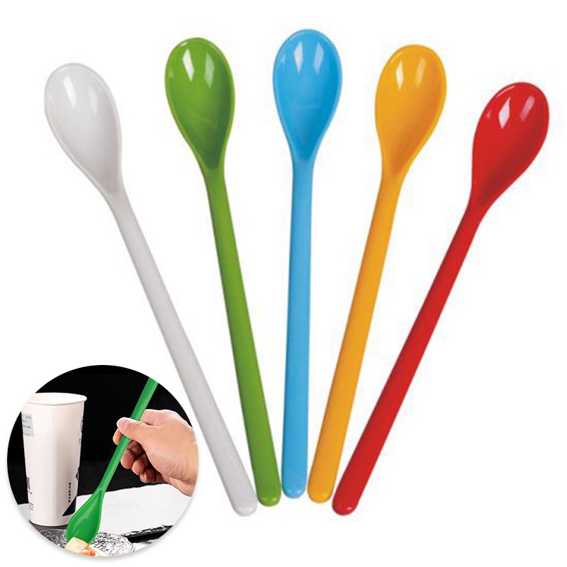 1pcs Candy Color Plastic Long Handle Dessert Dinner Soup Tea Spoon ...