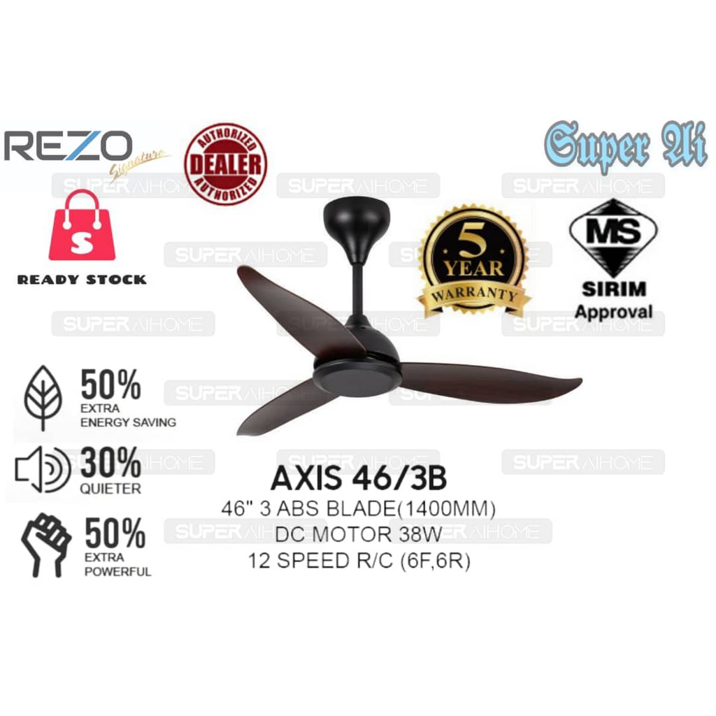 AXIS 46/3B [ DC Motor + Remote Control ] [ Dark Wood ] | Shopee Malaysia