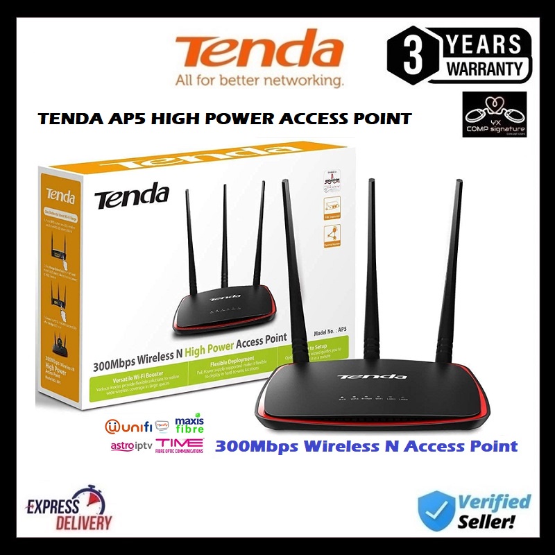 TENDA AP5 HIGH POWER ACCESS POINT [ 300MBPS ] AP / UNIVERSAL REPEATER ...