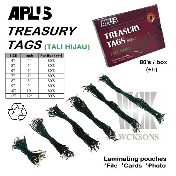 APLUS TREASURY TAGS / TALI HIJAU ( AVAILABLE 8 LENGTH SIZES ) | Shopee ...