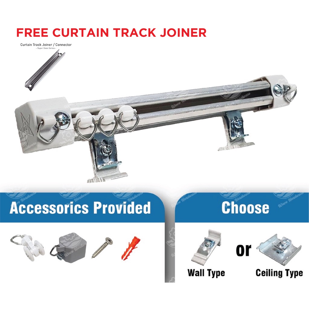 Heavy Duty SUPER DOSO Single Set Aluminium Langsir Rod/Curtain Rail ...