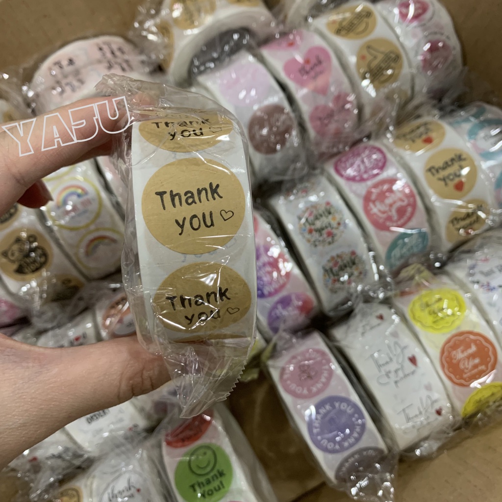 【YAJU!】Thank You & Handmake Sticker 25MM Label Seal Love Terima Kasih ...
