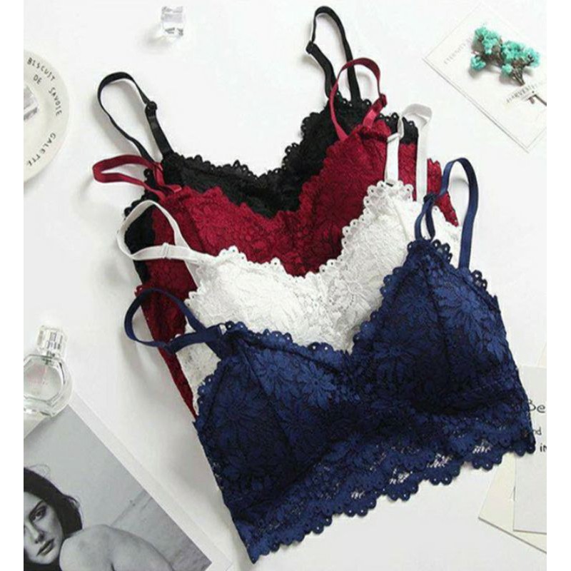 Women's Wireless Beautiful Back Lace Bra Soft Brassiere Padded Bra ...