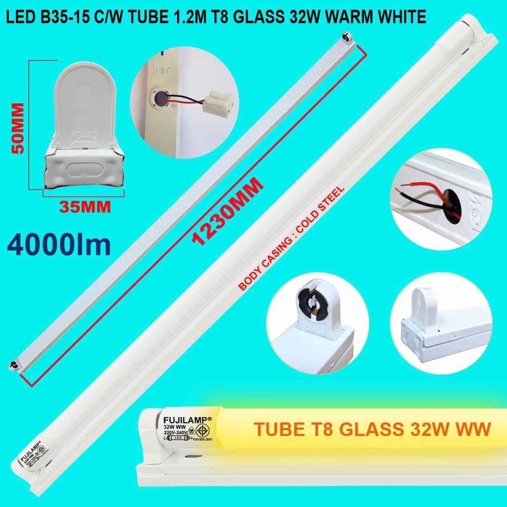 LED Fluorescent T8 2FT 4Ft Set Light Lampu Kalimantang Panjang Casing Wall Ceiling Lighting ...