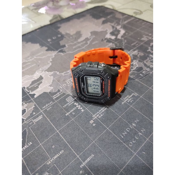 Casio W-218H-4B2 Orange Resin Band General Watch Man Youth | Shopee ...