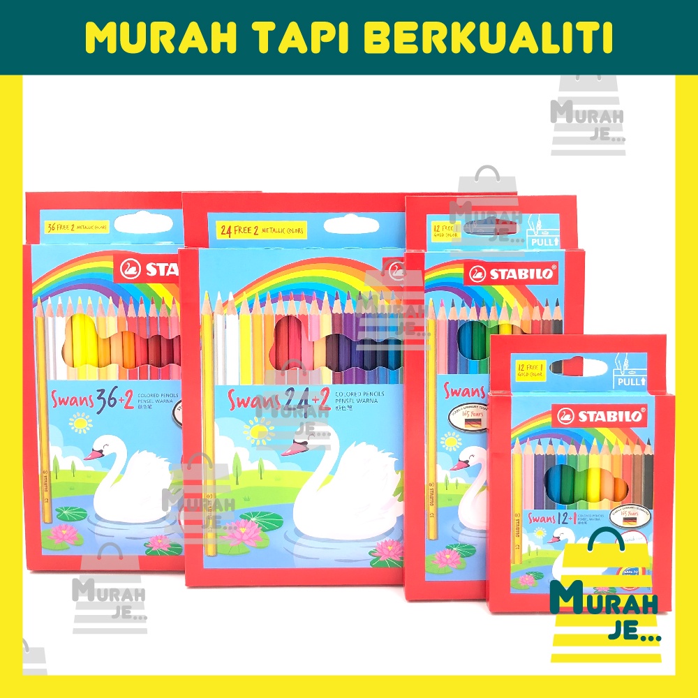 Stabilo SWAN Color Pencil | Colour Pencil [12+1 Short | 12+1 Long | 24 ...