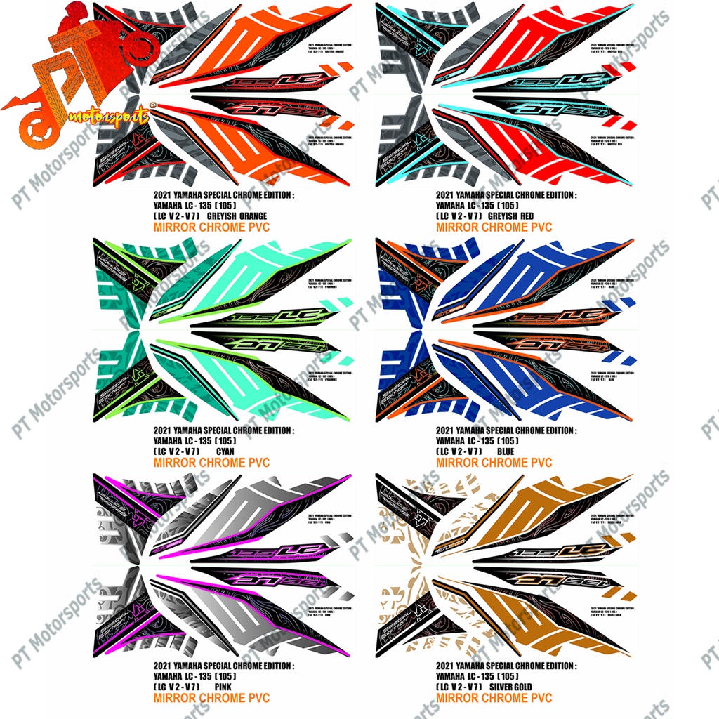 Yamaha LC 135 V2 V3 V4 V5 V6 V7 Sticker Body Stripe Vietnam Chrome ...