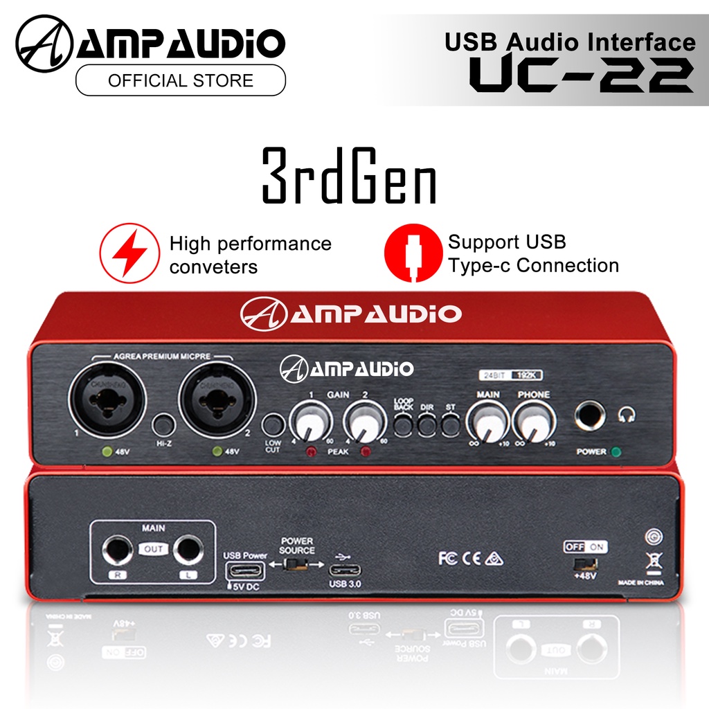 AmpAudio UC22 (3rd Gen) USB Audio Interface | Shopee Malaysia