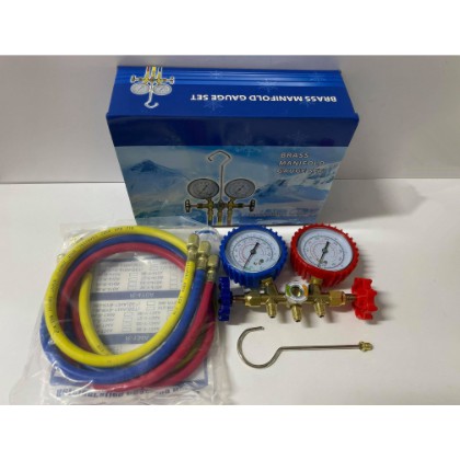 offer~ MANIFOLD GAUGE DOUBLE / SINGLE SET CAR AIRCOND FRIDGE +3pcs HOSE CHECK PRESSURE R22 R410 ...