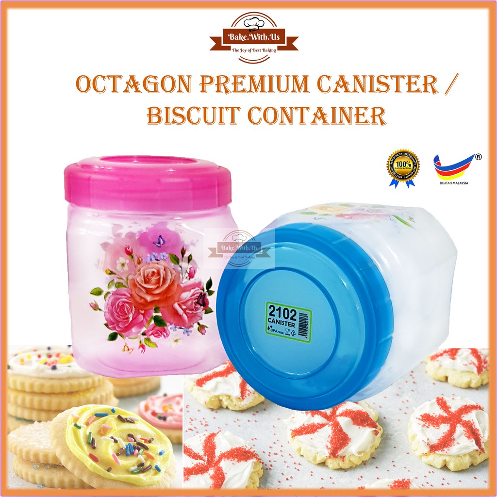 BEKAS KUIH / OCTAGON SNACK CANDY CANISTER / BEKAS BISCUIT - 950ml ...