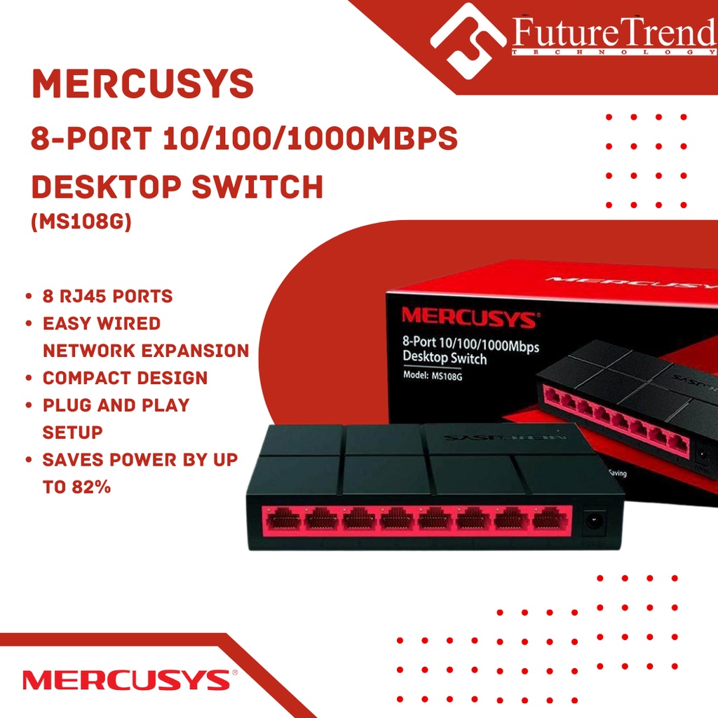 Mercusys MS108G 8-Port 10/100/1000 Mbps Desktop Switch | Shopee Malaysia
