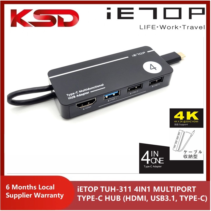 iETOP TUH-311 4IN1 MULTIPORT TYPE-C HUB (HDMI, USB3.1, TYPE-C) | Shopee ...