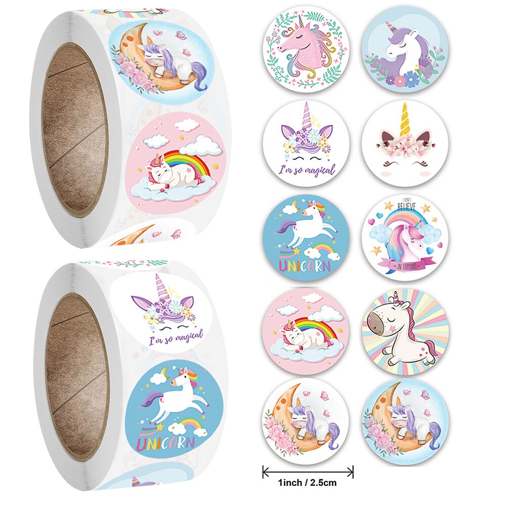 500pcs/roll Cartoon Unicorn Sticker Childrens Reward Encouragement ...