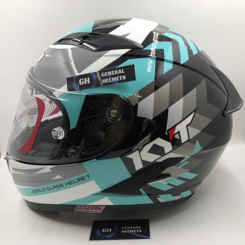 Helmet KYT FALCON FR FLOW BLACK AQUA BLUE FULL FACE DOUBLE VISOR ...