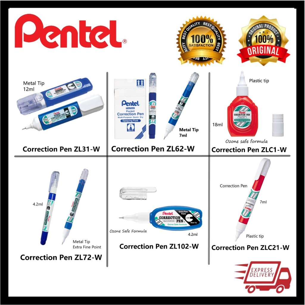 Pentel Correction Pen ZL31-W / ZL62-W / ZLC1-W / ZL72-W / ZL102-W / ZLC21-W | Shopee Malaysia