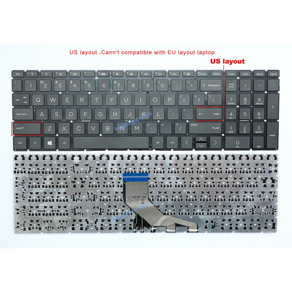 US Keyboard no-frame no-backlit for HP 15S-DU 15S-DY 15-DW 15-CS 15-CW ...