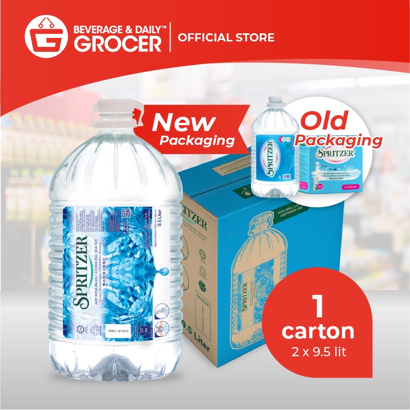 Spritzer Distilled Drinking Water 2 x 9.5L (2 Bottles) 1 Carton | Shopee Malaysia
