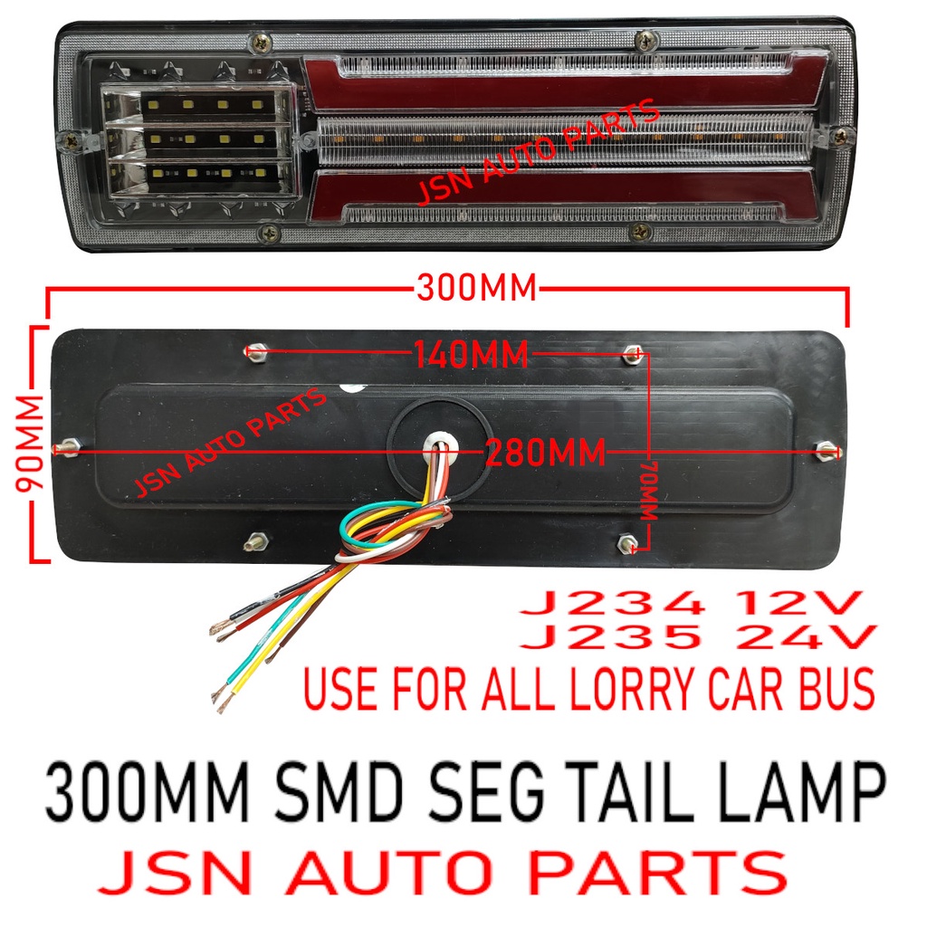 J101S13 300MM R/Y/W SMD SEQ TAIL LAMP 12V OR 24V LAMPU BELAKANG LORRY ...