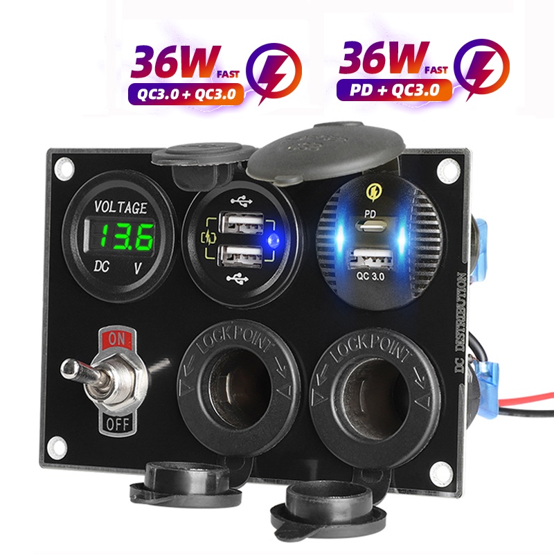 Type C Car Voltmeter 12V Usb Quick Charger For Cigarette Lighter In The ...
