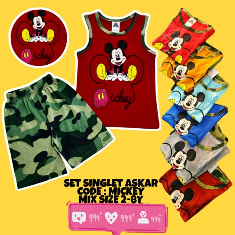 (Ready stock) SET SINGLET CARTOON BOY KIDS / Set Singlet Askar/ Kids ...