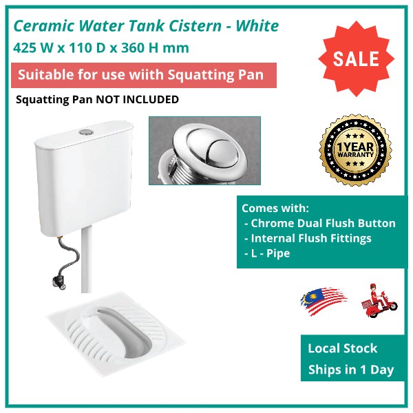 Premium Wall Mounted Ceramic Water Tank Cistern for Squatting Pan with ...