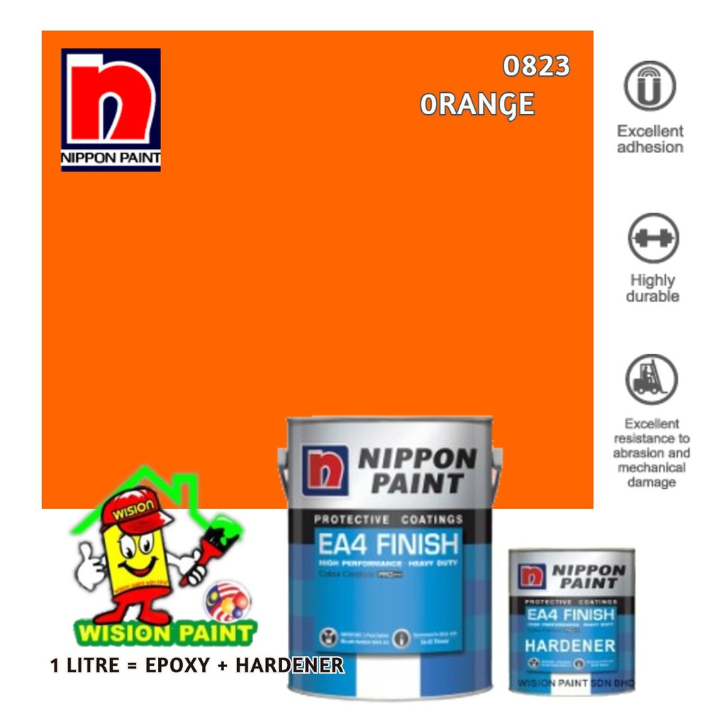 0823 ORANGE • 1L • EA4 • Nippon • Epoxy Coating • Refurnishing Floor ...