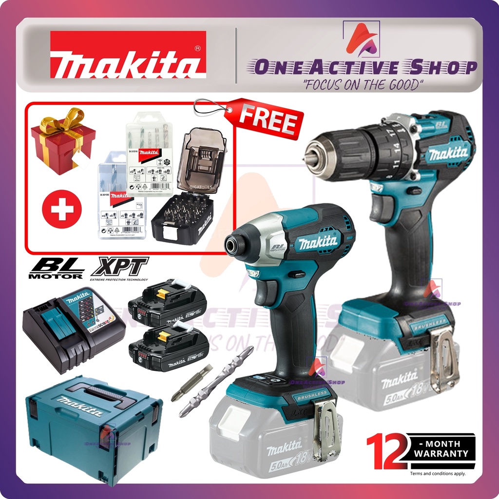 MAKITA 18V CORDLESS COMBO KIT DLX2414JX2 ( DTD157 CORDLESS IMPACT DRIVER + DHP487 CORDLESS ...
