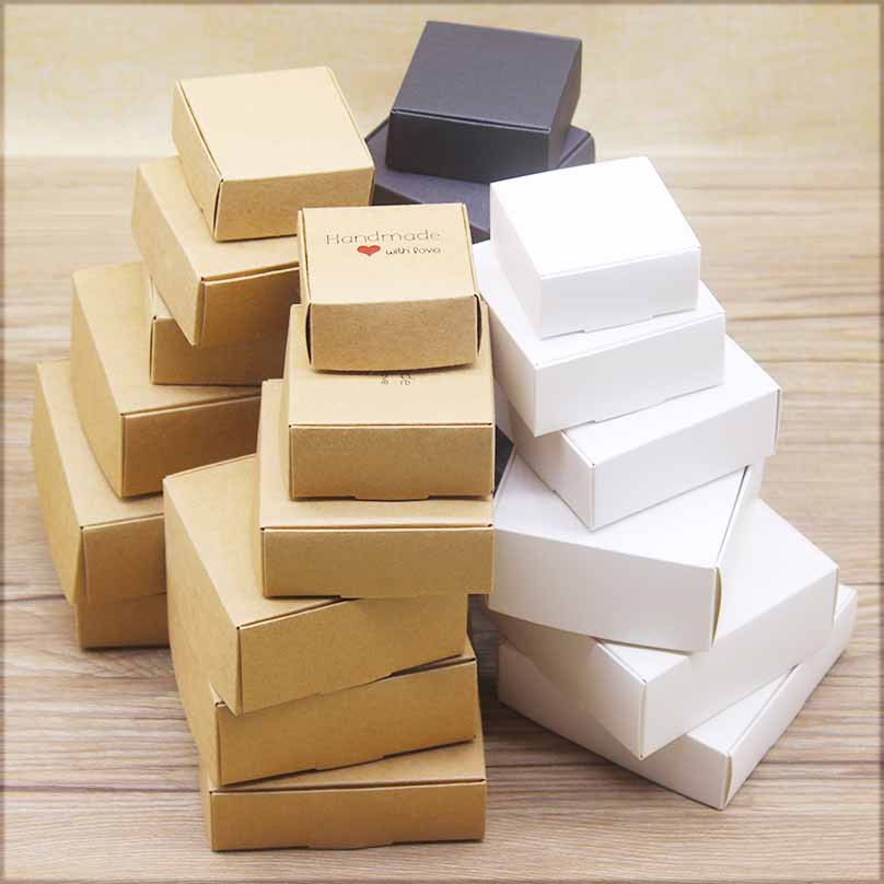 10pcs DIY HANDMADE Mutli size paper gifts boxes white candy wedding ...